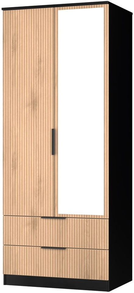 Java Mirrored 2 Drawer 2 Door Double Wardrobe – Own Furniture