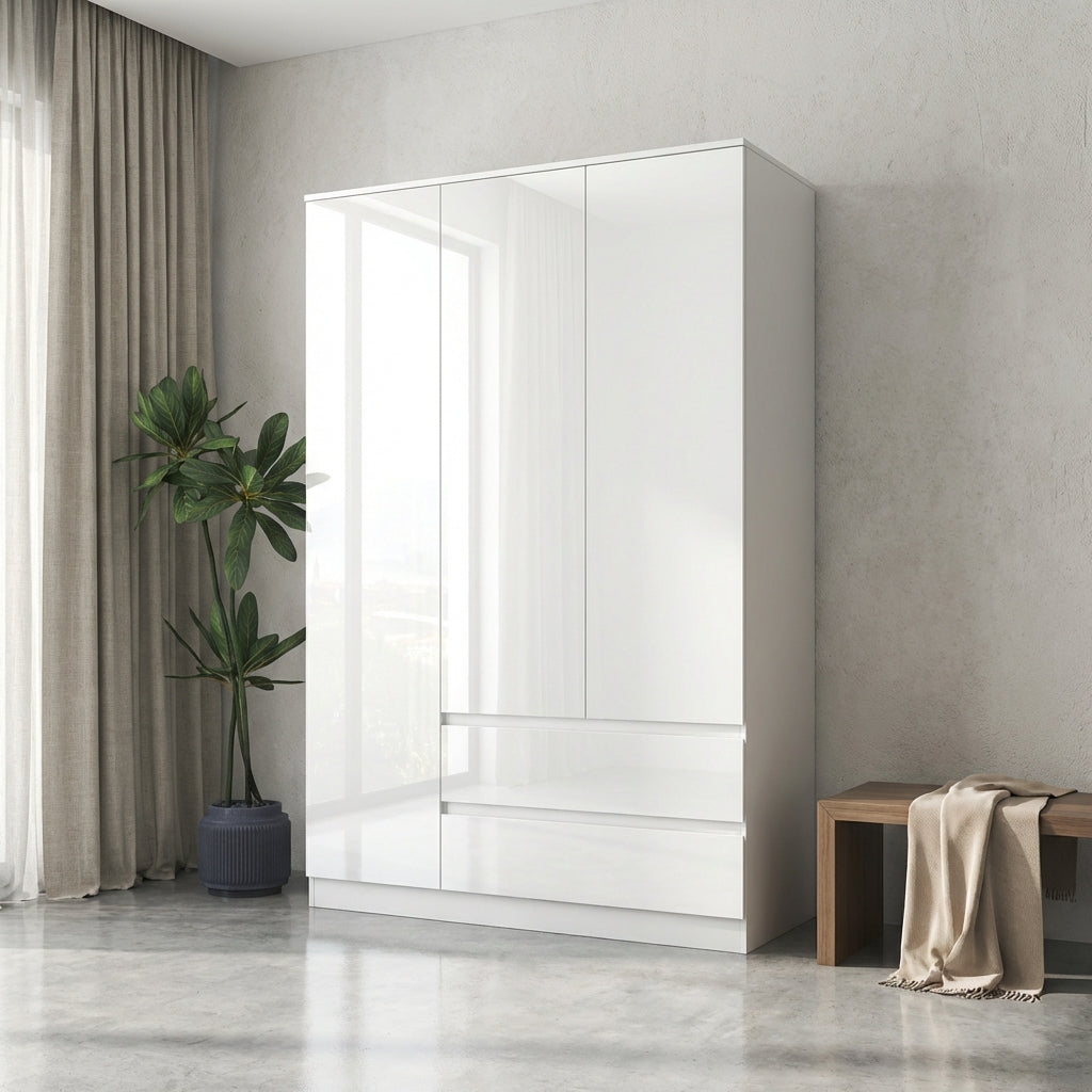 Soho 3 Door High Gloss Wardrobe | Luxury Bedroom Storage – Own Furniture