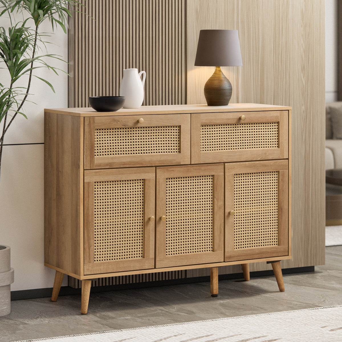 Manila Rattan 3 Door 2 Drawer Sideboard – Own Furniture