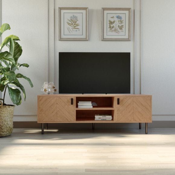 Leon Herringbone Retro 2 Door TV Unit – Own Furniture
