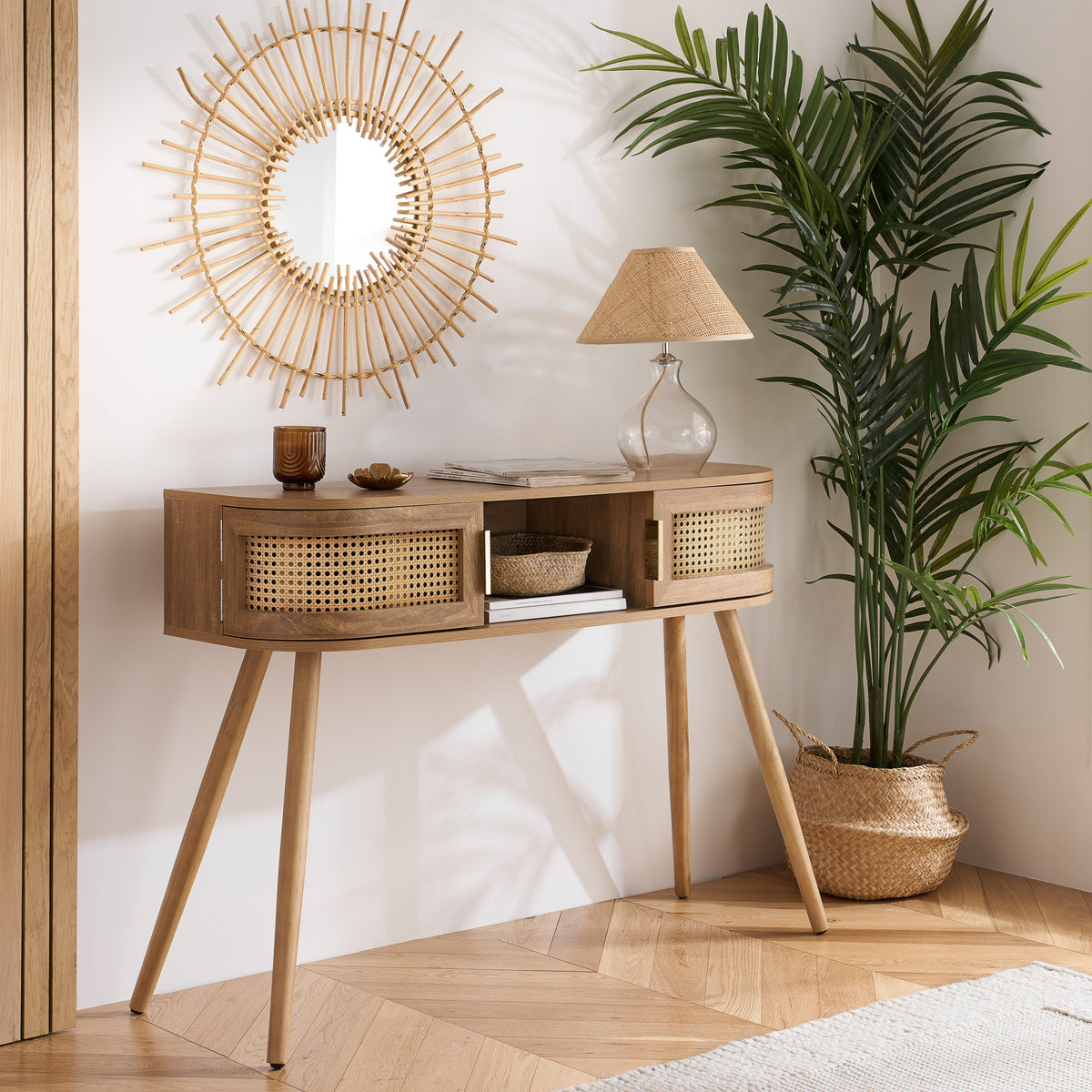 Noah Oak and Rattan Console Table – Own Furniture